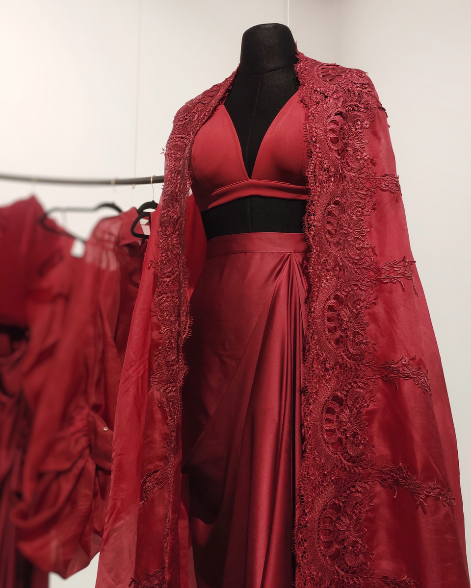 Red tie-up fusion wear – Ritika Arya Jain